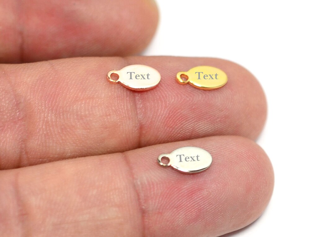 Custom Laser Engraved Tag , Mini Jewelry Tag , 0.8x5x9.5 Mm Oval ...