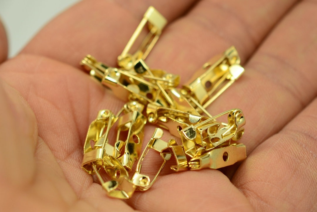 100 Pieces Gold Color Brooch Pin Back 15 Mm Safety Pin Findings - Etsy