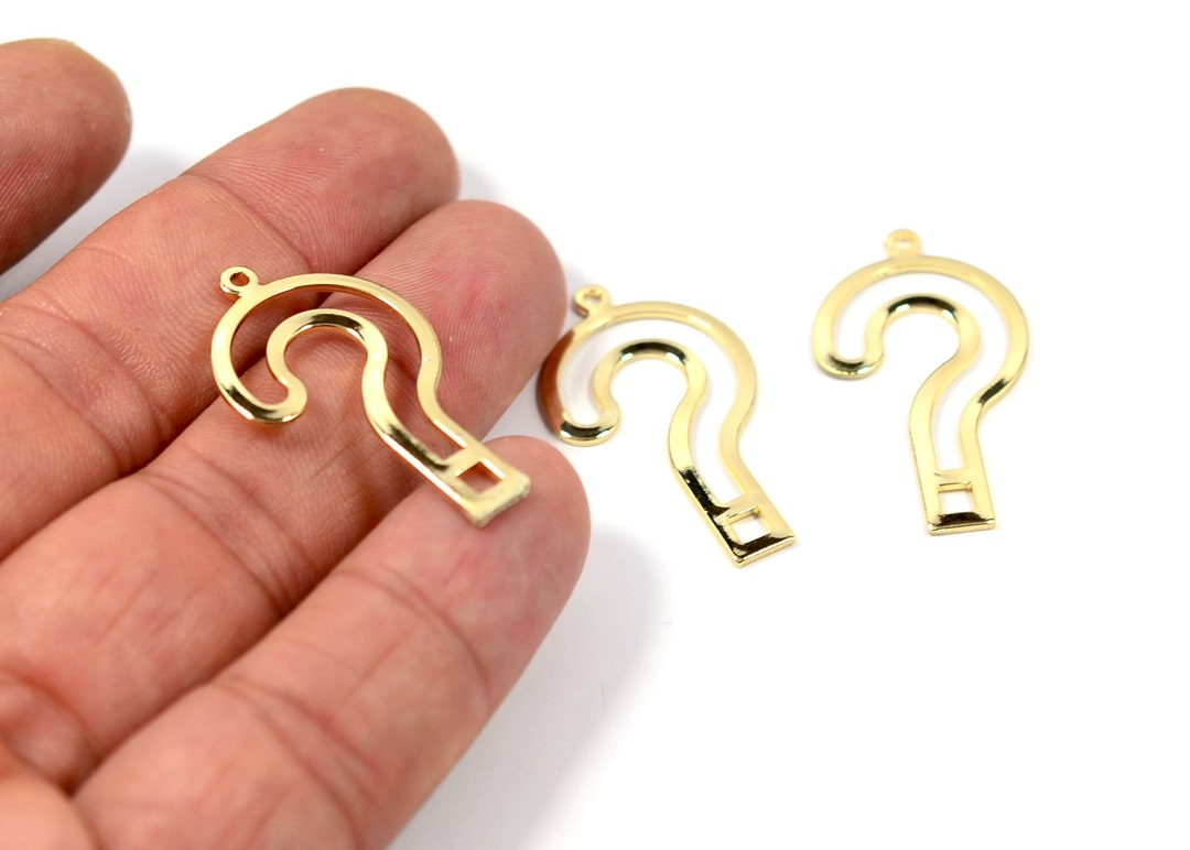 24K Shiny Gold Plated Question Mark Charms , 19x35 Mm Charms , Jewelry ...