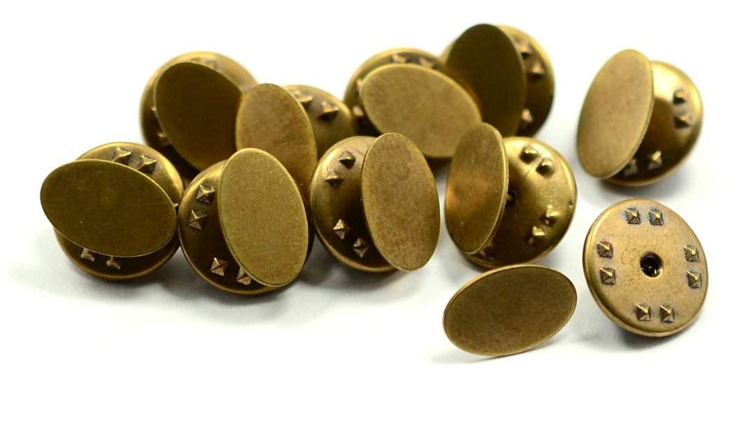 Antique Brass Tie Tacks , 7x12 Mm Oval Glue Pad Tie Tacks Clutch Pin ...