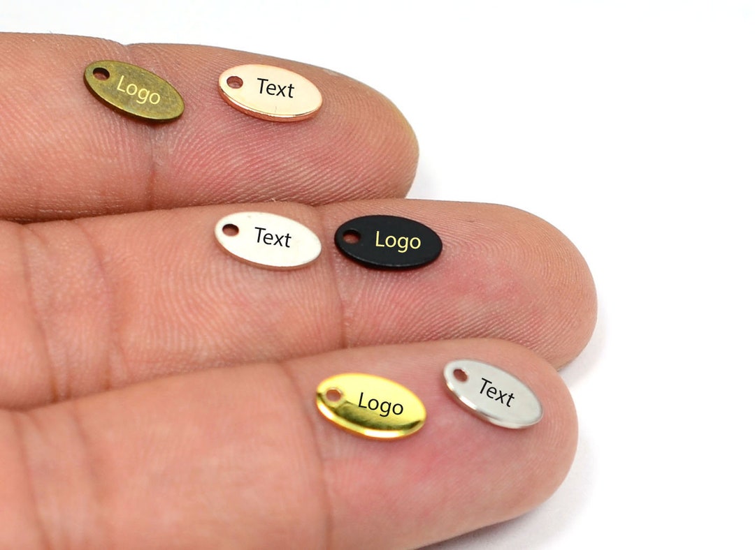 Custom Tag Laser Engraved Jewelry Charms , Brand Logo Charms , 5x9 Mm ...