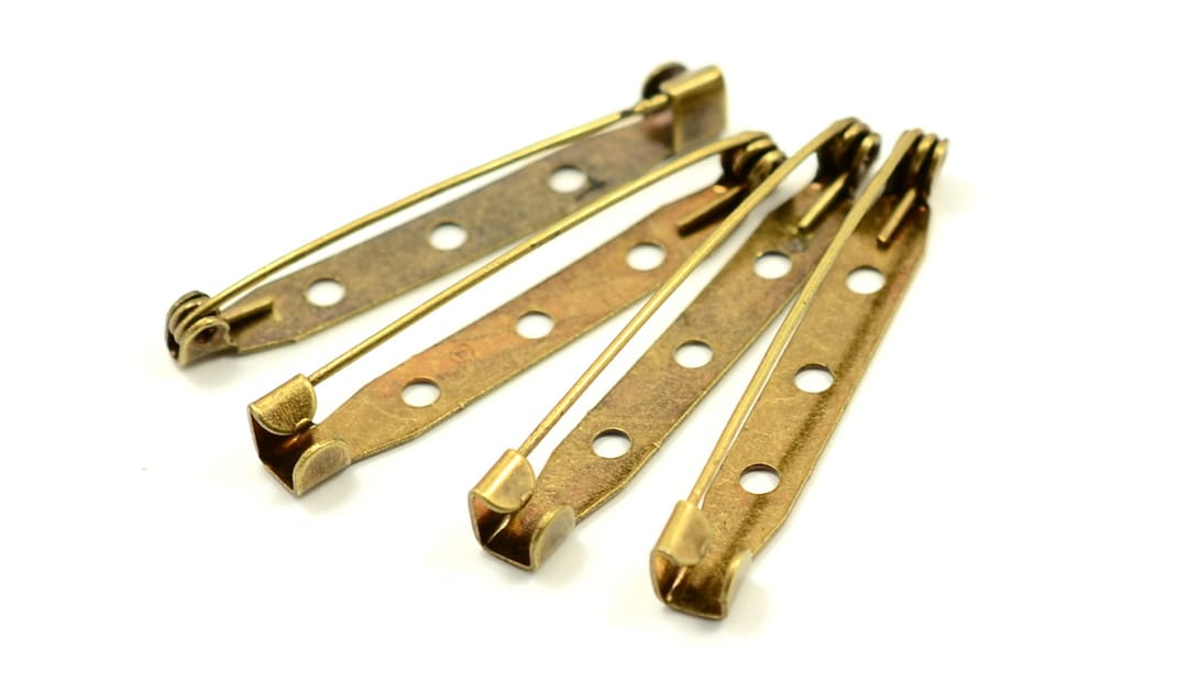 20 Pcs. Antique Brass 40 Mm Brooch Pin Back Findings - Etsy