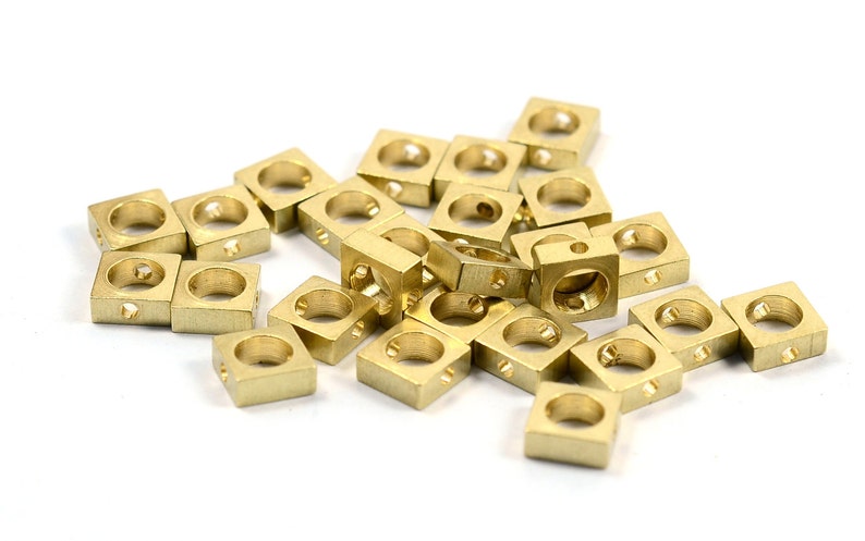 15 Pcs. Solid Brass 6x6 Mm Square Bar , Hole Size 4 Mm , 1.3 Mm Side ...