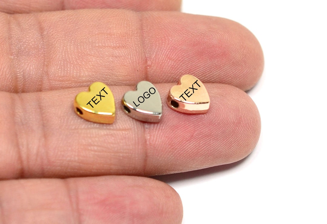 Personalized Engraved Bead ,mini Haert Bead , 3x8 Mm , Hole Size:2 Mm ...