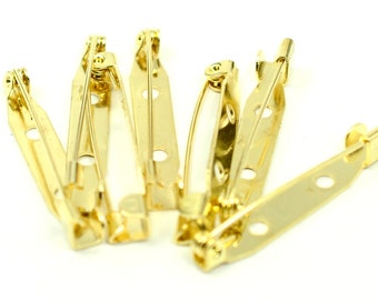 24 K Gold 20 Pcs 25 Mm Pin Back Brooch Safety Pin - Etsy