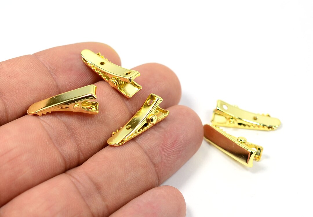 24K Polished Gold Plated Alligator Clips - 6x22 Mm Hair Clips - Jewelry ...