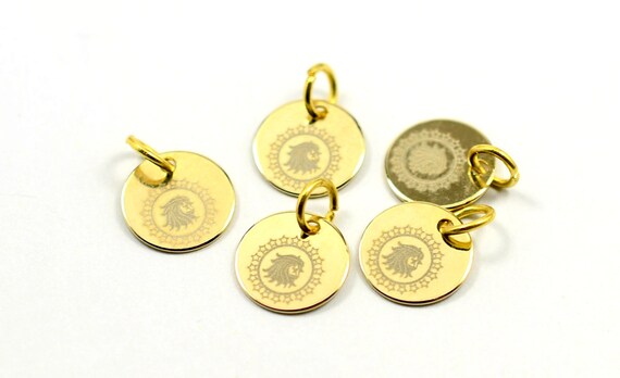 150 Pcs. 22 K Gold Plated Custom Tag 10 mm Laser Engraved | Etsy