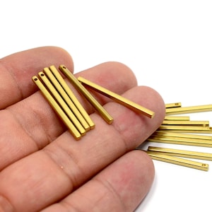 Tiny Square Solid Brass Bar , 10 Pcs. Raw Brass 2x2x30 Mm Square 1 Hole ...