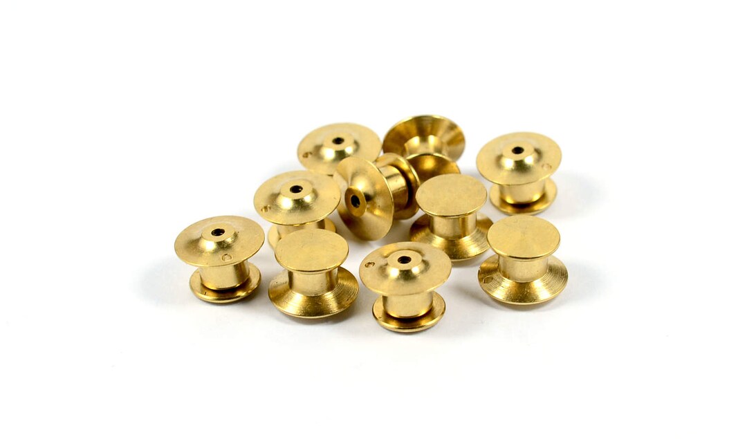 10 Pcs. Raw Brass Lapel Locking Pin Back Clutch 1 Hole Pins - Etsy