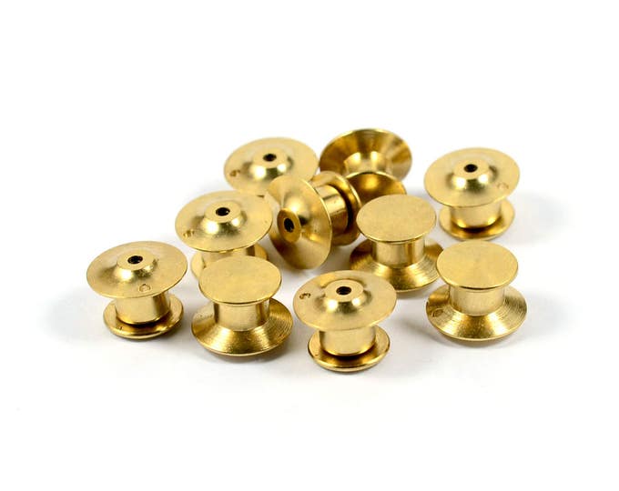 Pack of 10,20, 40, 60, 80, or 100pcs Raw Brass Locking Pin Backs / Pin ...