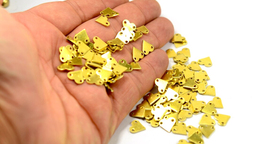 Brass Heart Charms , Raw Brass Heart With 2 Hole , 0.8x9 Mm ,50 Pieces ...