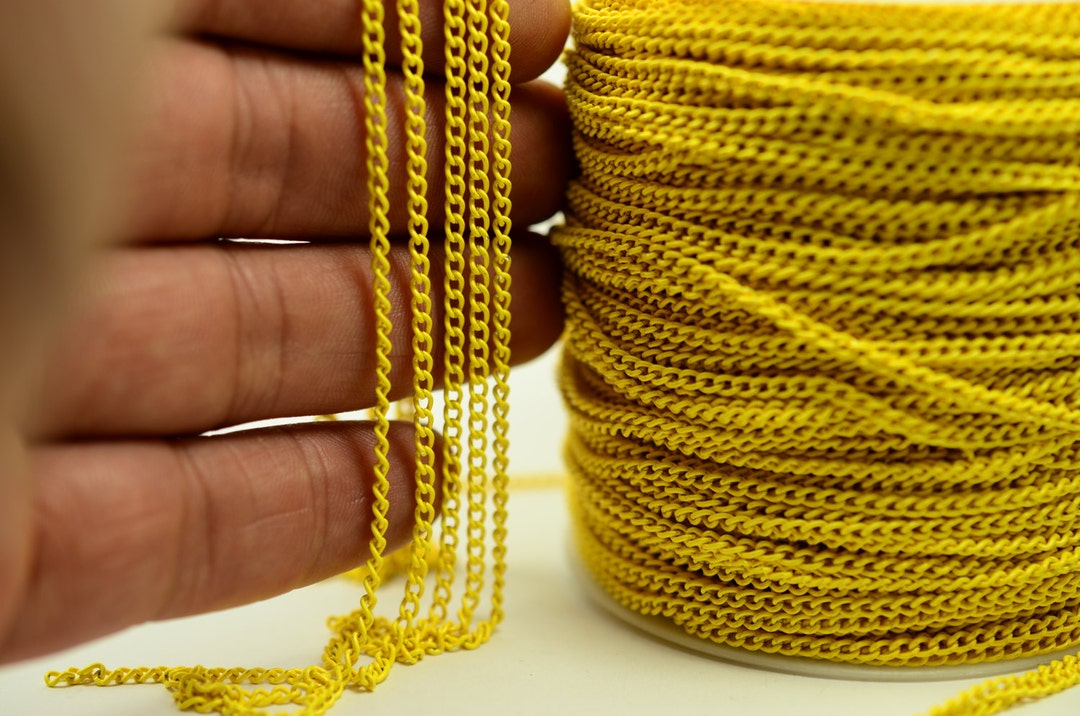 5 Meter 16.5 Ft. Yellow Color 2.2 X3.2 Mm Oval Curved Link Chain - Etsy