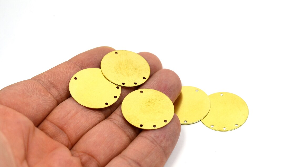 10 Pcs. Raw Brass 25 Mm Multi Hole Earring Blanks, Tag, Charms ...