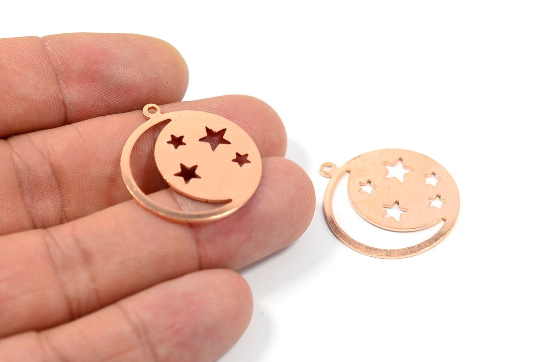 Raw Copper Round Moon Star Coin - 0.8x25 Mm Charms - Jewelry Supplies ...