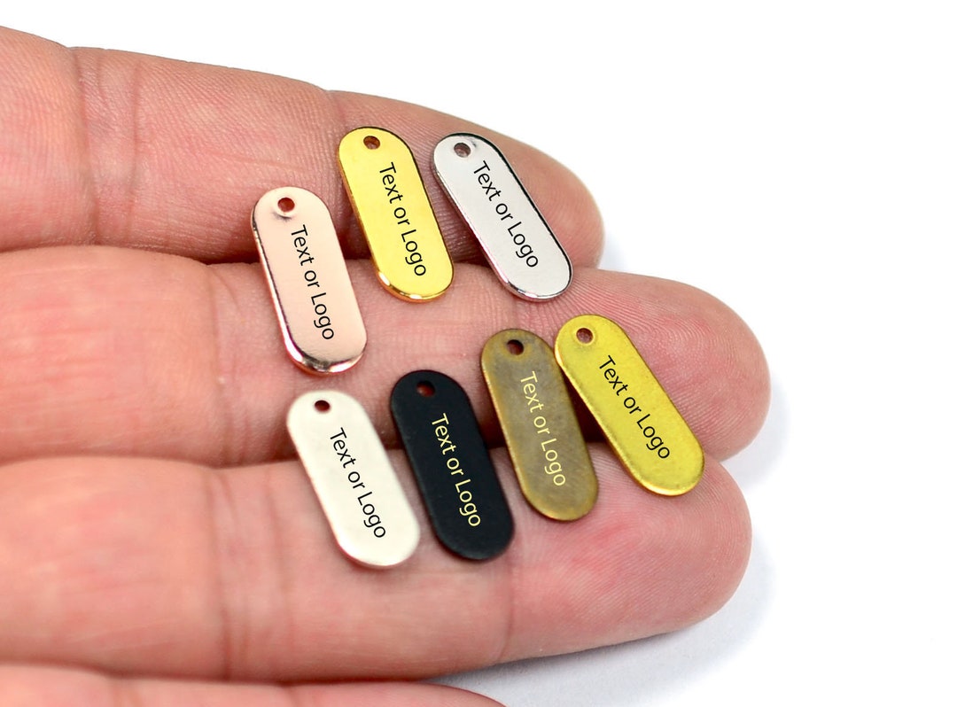 Custom Tag Laser Engraved Jewelry Charms , Brand Logo Charms , 7x18 Mm ...