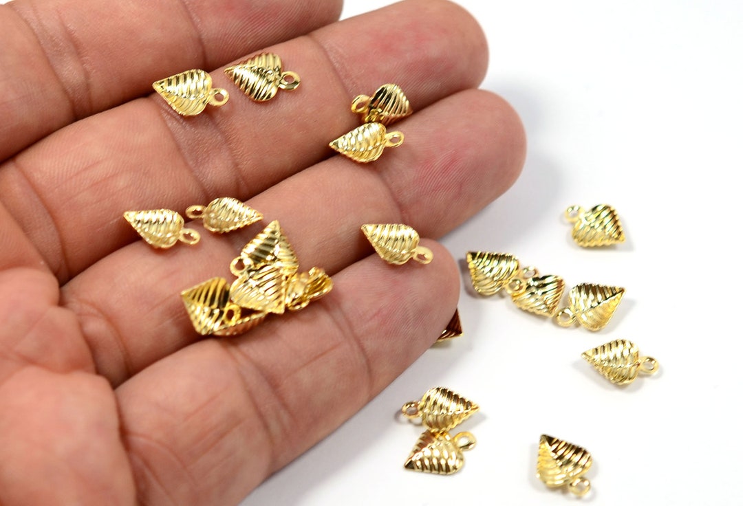24K Polished Gold Plated Tiny Charms - 8x10 Mm Heart Charms - Jewelry ...