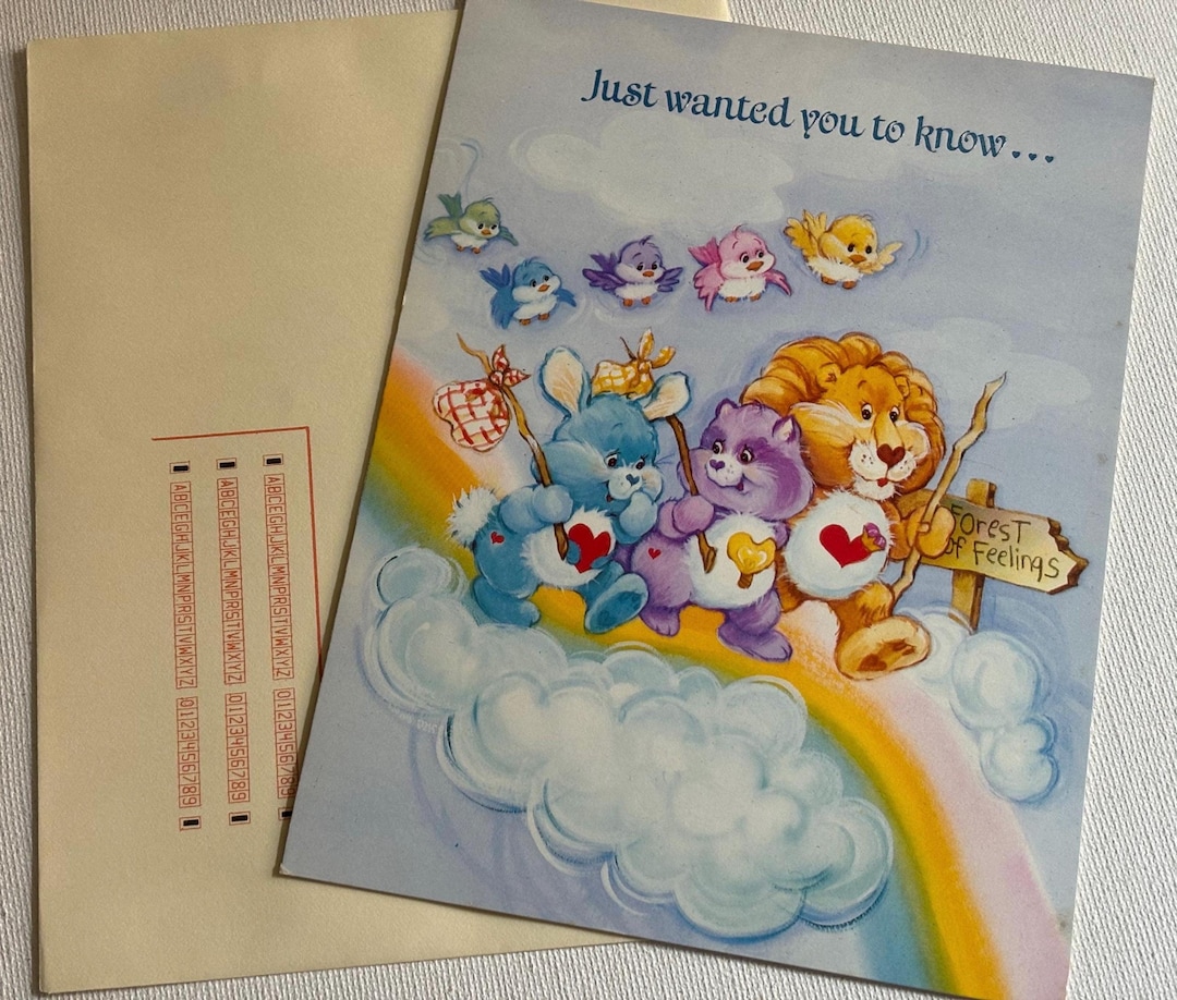 Vintage Care Bears Greeting Card Friendship Missing You Message Rainbow ...
