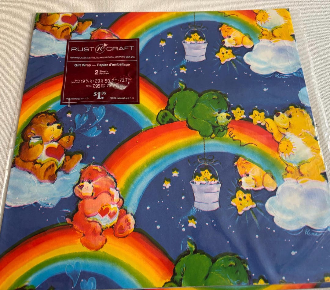 Vintage Care Bears Gift Wrapping Paper Rainbow 2 Sheets 19”x29” New - Etsy