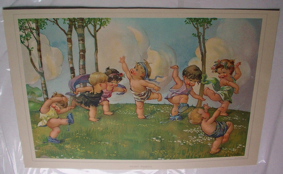 Twelvetrees Artist Lithograph Merry Makers Babys Cute Cherub | Etsy
