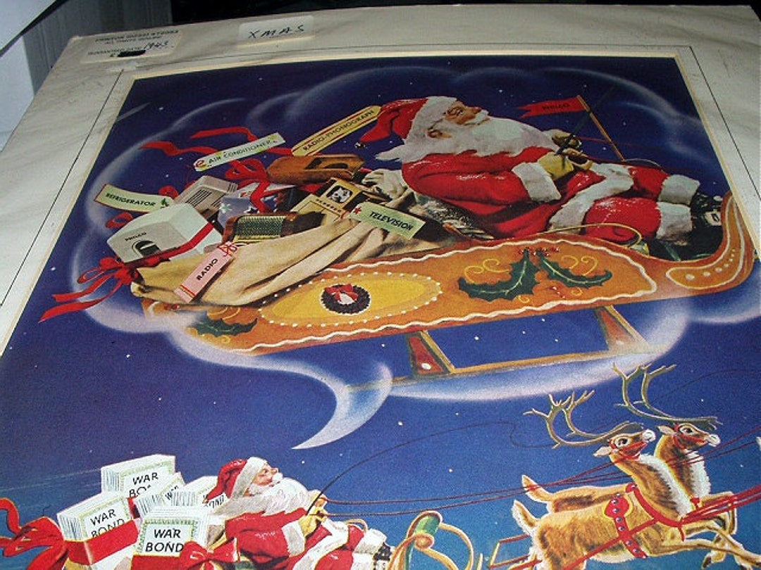 Santa Clause Philco Advertisement 1943 Large Matted Vintage Holiday ...