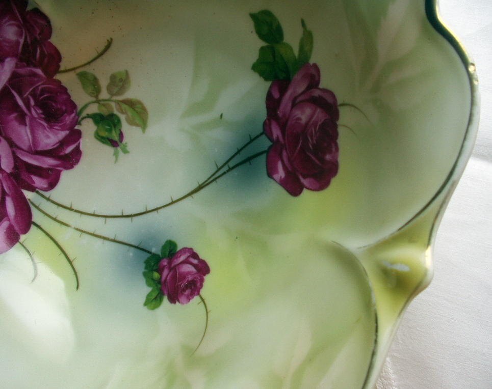 Roses Cabbage Rosebud Raspberry Red Hand Painted Pattern Large 10 Inch ...