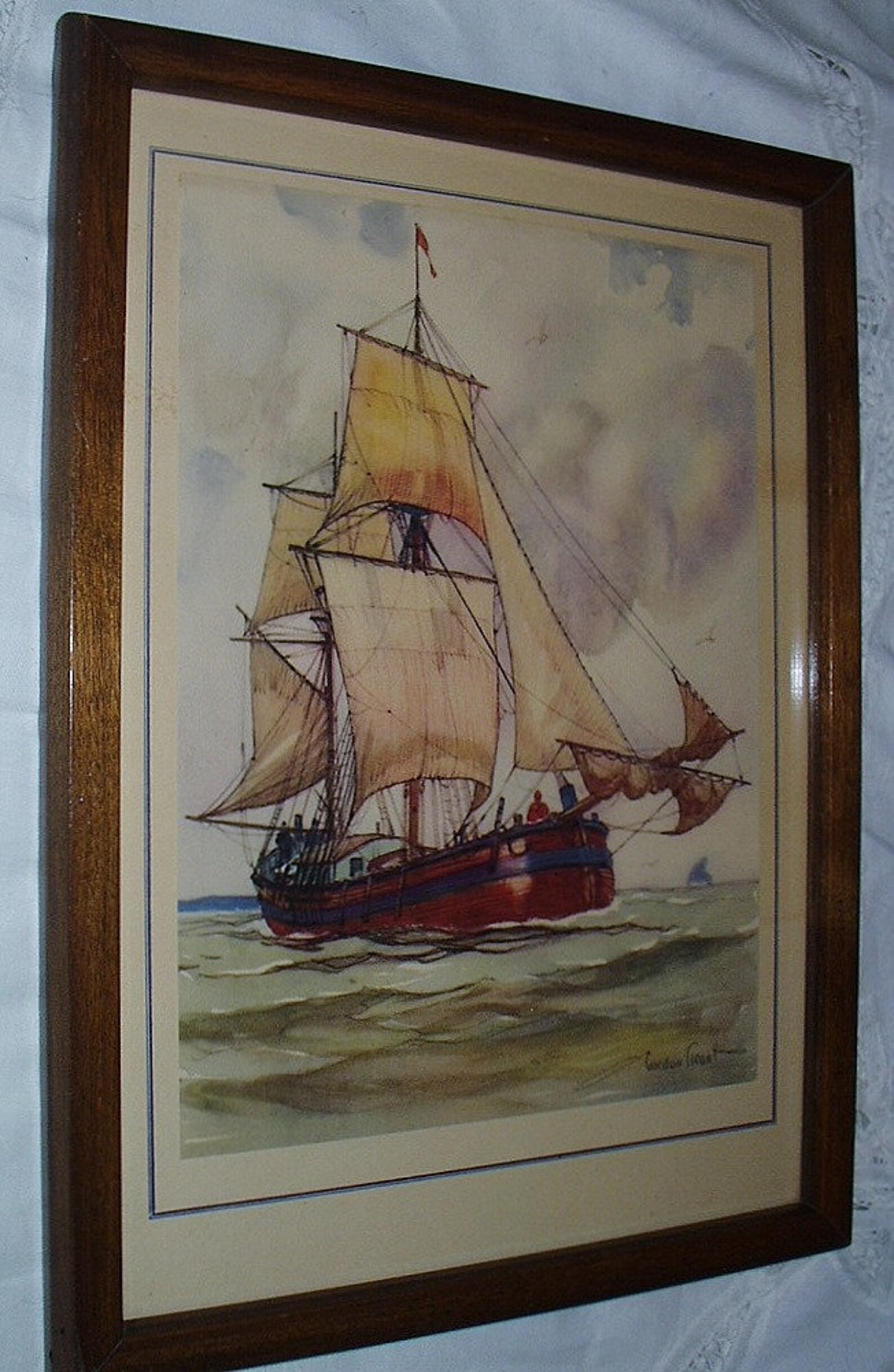 Clipper Ship Seascape Artist Gordon Grant Old Antique Wood | Etsy