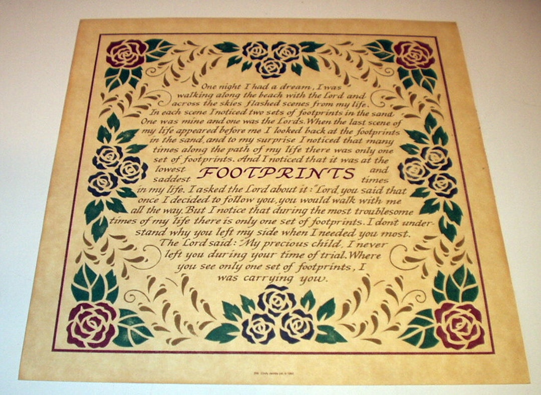 Footprints Religious Motto Phrase Vintage 1992 Original - Etsy
