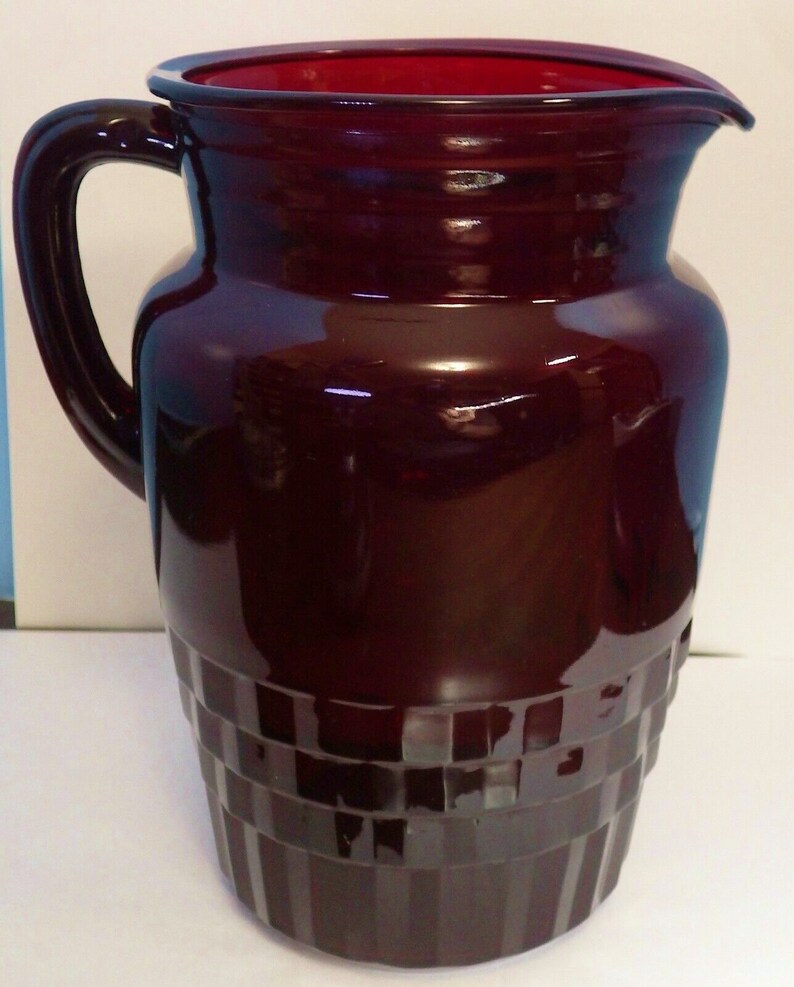 Royal Ruby Red Vintage Windsor Pattern 64 Ounce Water Pitcher Anchor ...