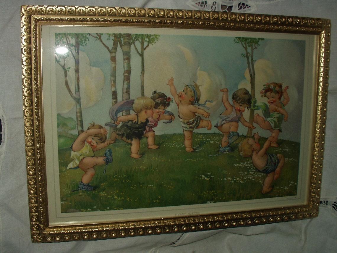 Twelvetrees Artist Lithograph Merry Makers Babys Cute Cherub | Etsy