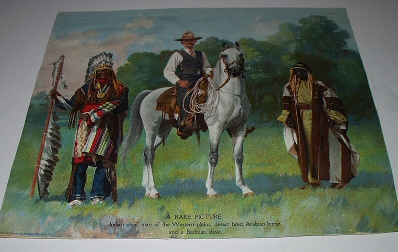 Western Theme Men Characters and Arabian Horse Antique 1908 - Etsy