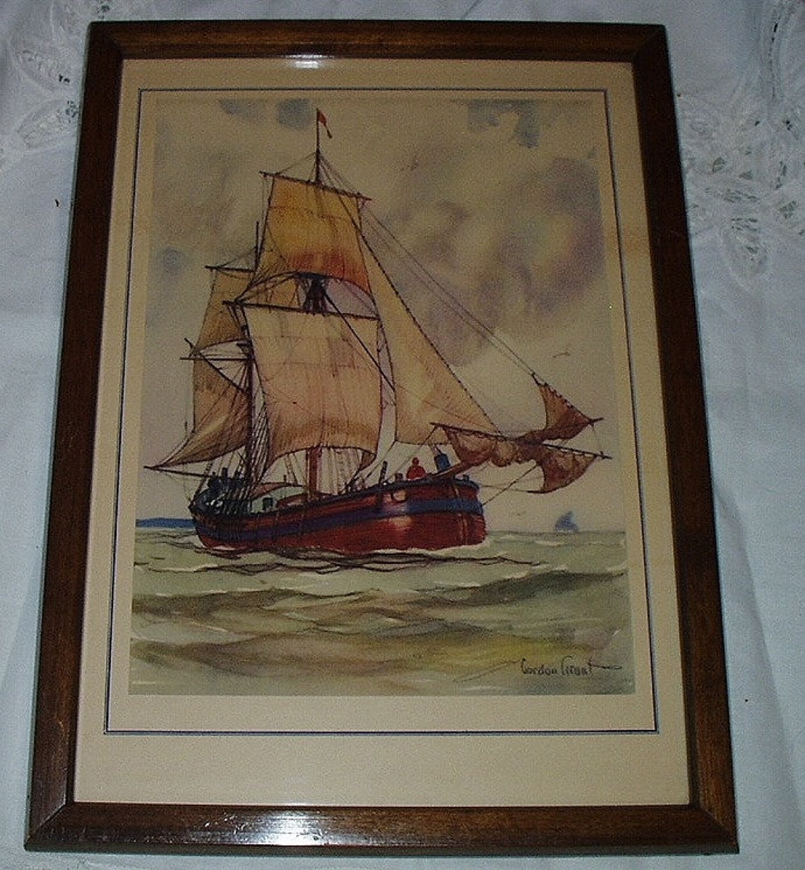 Clipper Ship Seascape Artist Gordon Grant Old Antique Wood | Etsy