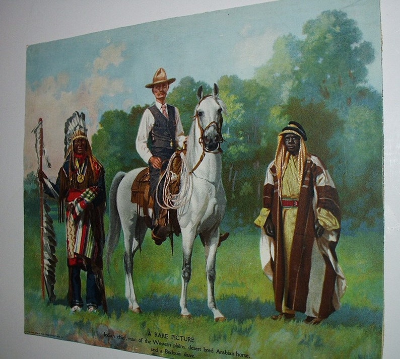 Western Theme Men Characters and Arabian Horse Antique 1908 | Etsy