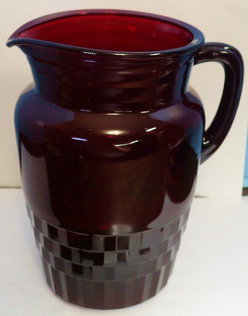 Royal Ruby Red Vintage Windsor Pattern 64 Ounce Water Pitcher Anchor ...
