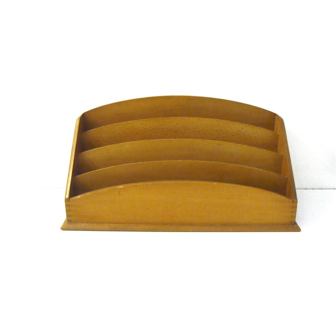 Wooden Desk Organizer Vintage Mail Organizer Desk Decor Desk ...