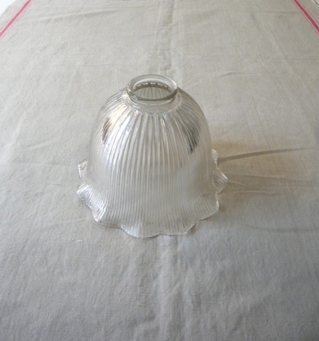 French Vintage Holophane Lamp Shade Prismatic Molded Glass Lampshade ...