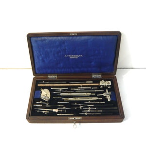 Antique Drafting Box With Its Key C. F. Wiedemann, Hoflieferant, Roda S ...