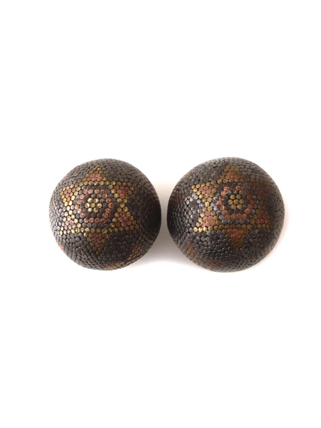 Pair of French Antique Studded Balls With Stars Decor Petanque Studded ...