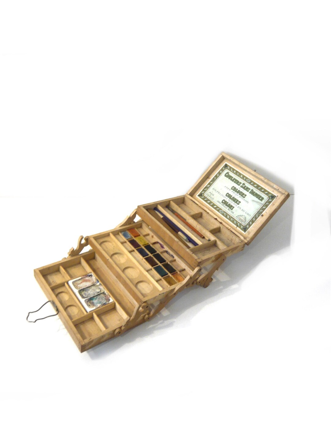 1900-1920s Folding Paint Box Watercolor Box Wooden Accordion Paint Box ...