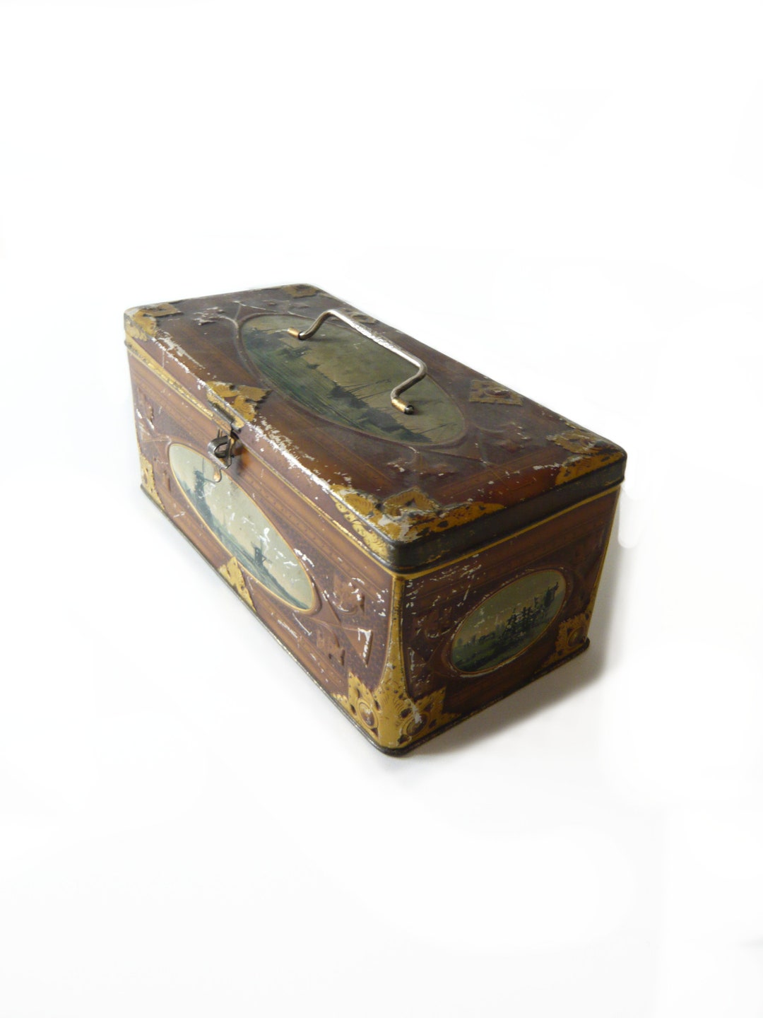 Vintage Tin Box Metal Tin Collectible Tin Box Shaped Treasure Trunk ...