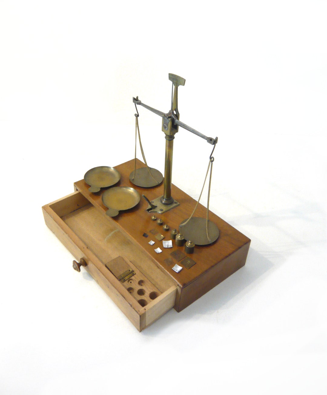 French Antique Jewelry Balance Scale Goldsmiths Balance Box Brass Scale ...