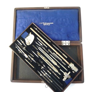 Antique Drafting Box With Its Key C. F. Wiedemann, Hoflieferant, Roda S ...