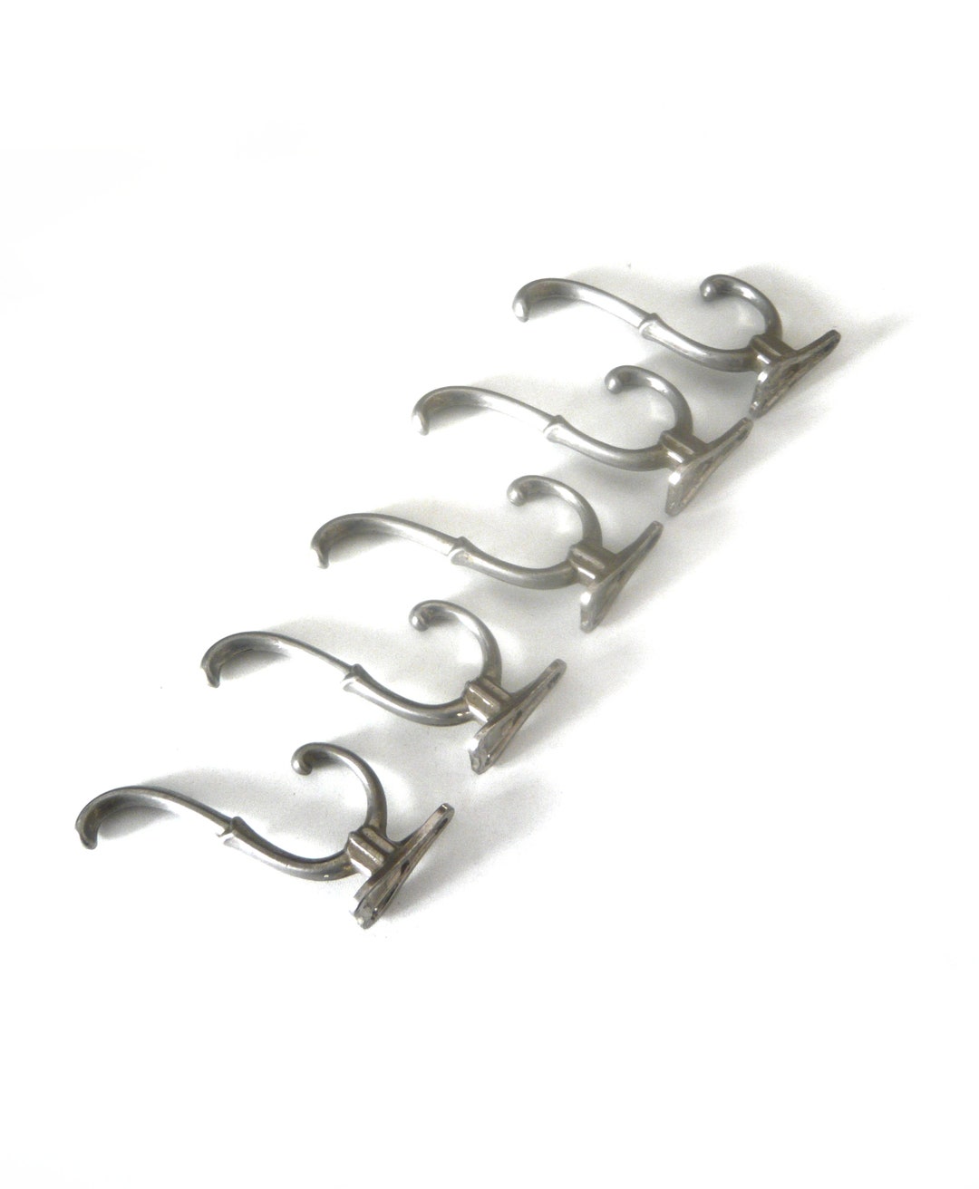 Set of 5 Small Coat Hooks Hat Hooks Small Chromed Steel Coat Rack Circa ...