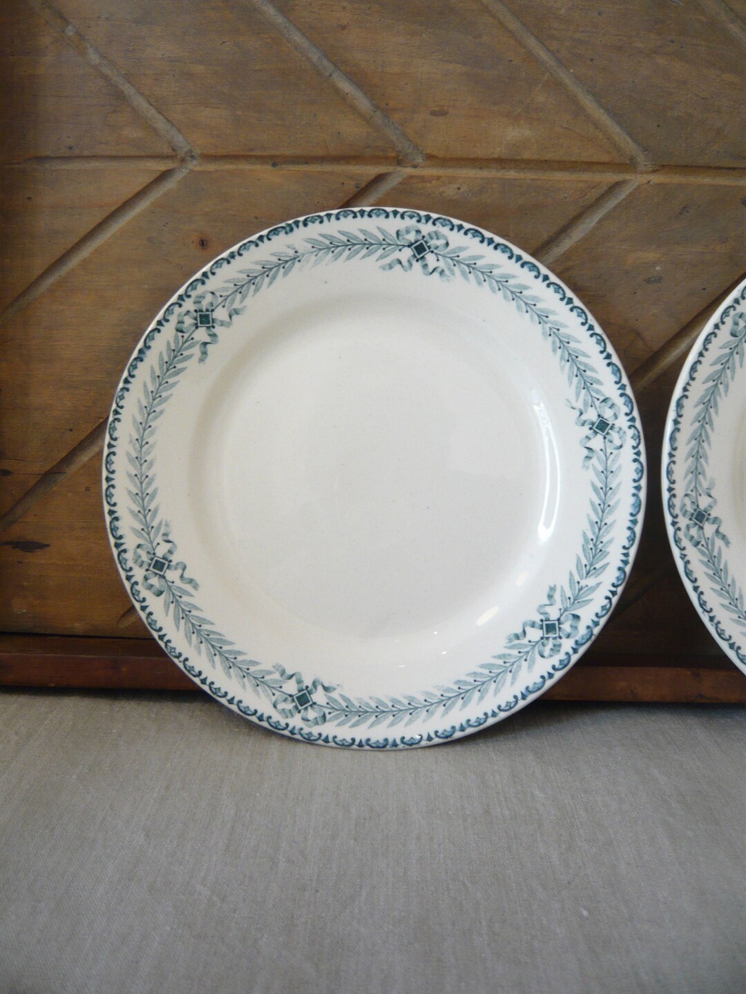 Pair of Antique Ironstone Plates Hyppolyte Boulenger Chinon Model Green ...