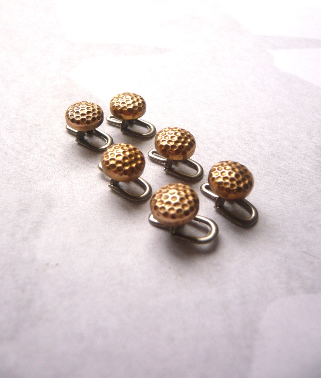 Set of 6 French Antique Collar Buttons Shirt Studs Round Shirt Collar Buttons Antique Brass Cuff ...