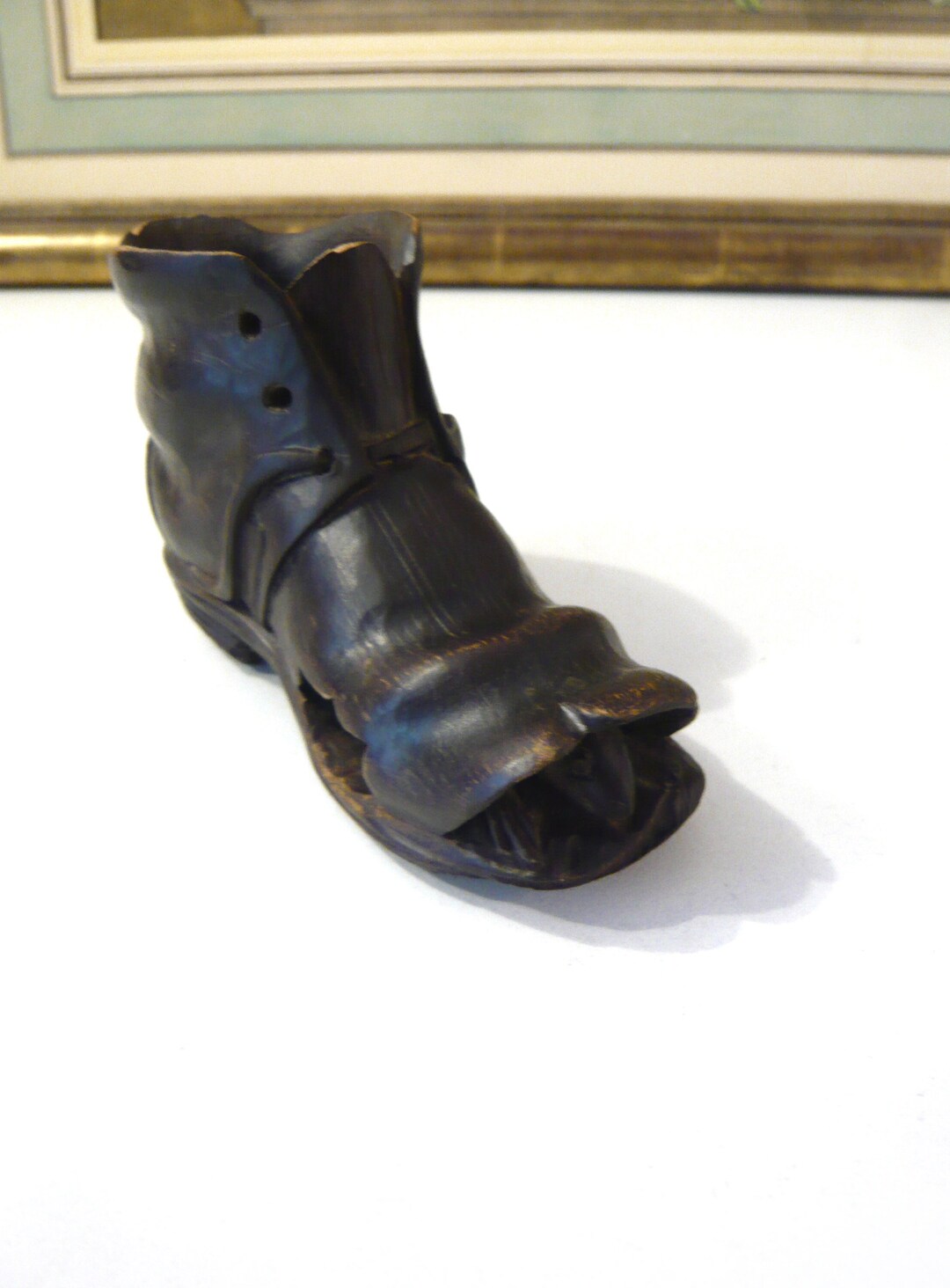 Antique Hand Carved Wooden Shoe Old Boot Miniature Old Wooden ...