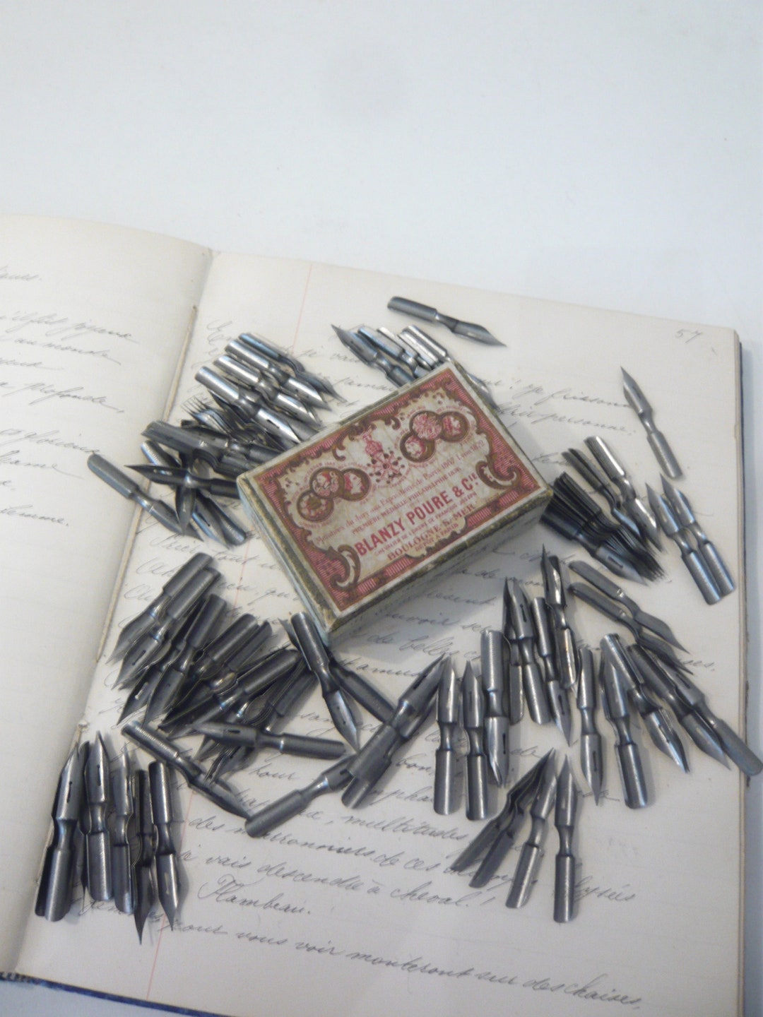 French Pen Nibs Box Blanzy Poure Et Cie With 120 Monopole Nibs #735EF ...