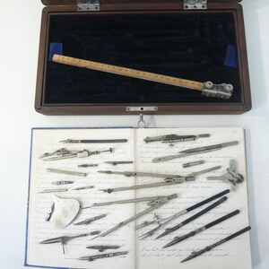 Antique Drafting Box With Its Key C. F. Wiedemann, Hoflieferant, Roda S ...