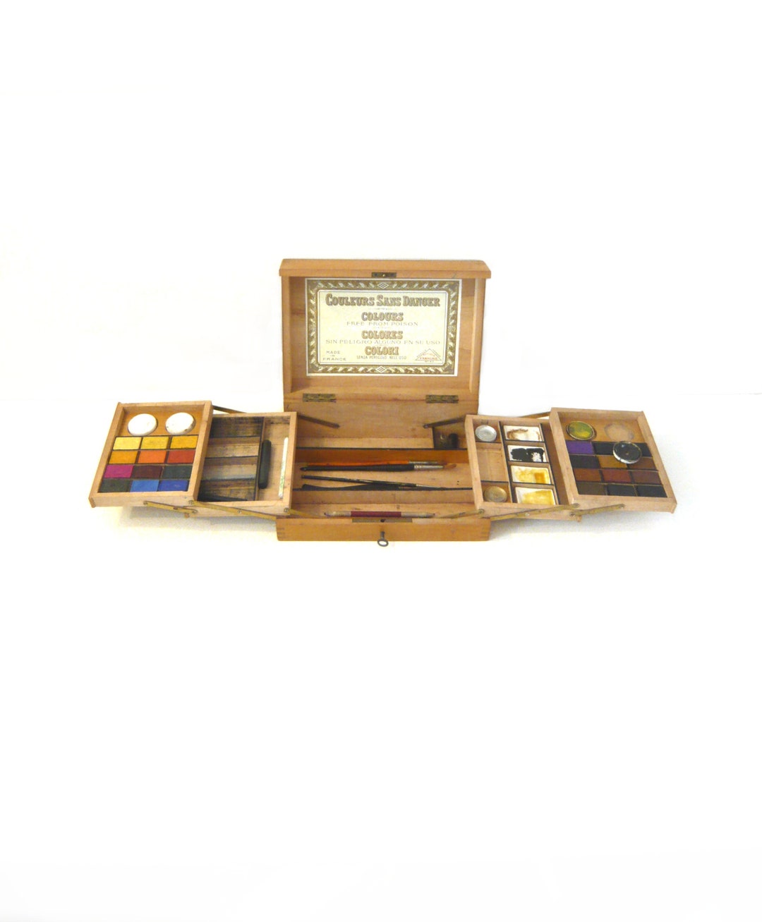 Folding Paint Box With Key Watercolor Box Wooden Accordion Artist Box ...