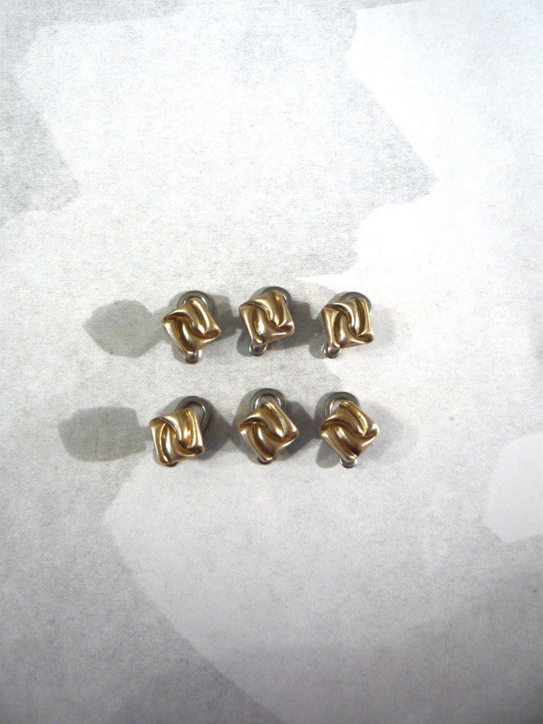 Set of 6 French Antique Collar Buttons Shirt Studs Square Shirt Collar Buttons Antique Brass ...