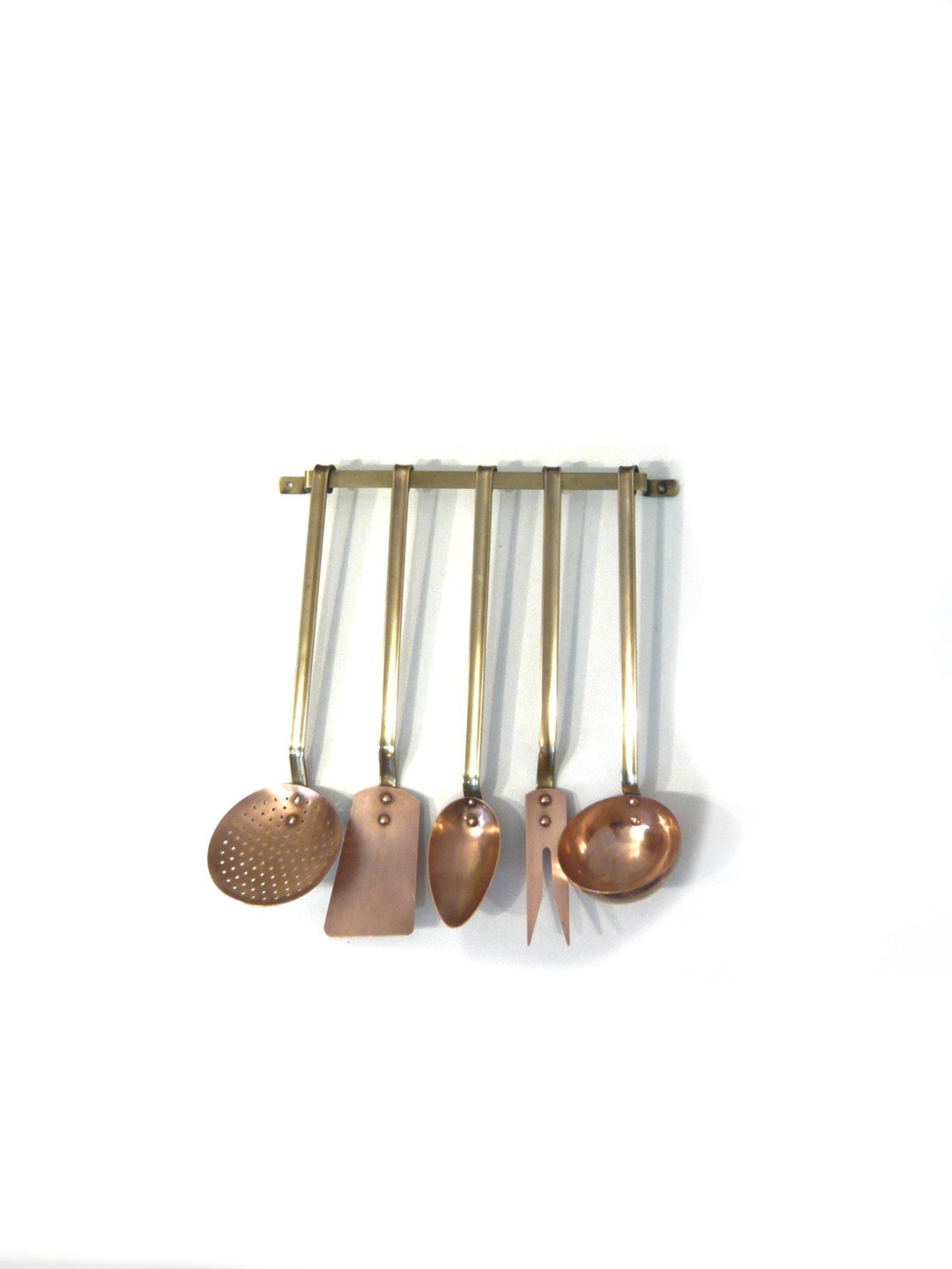 Copper Kitchen Utensils With Rack Kitchen Decor Set of 5 Copper ...